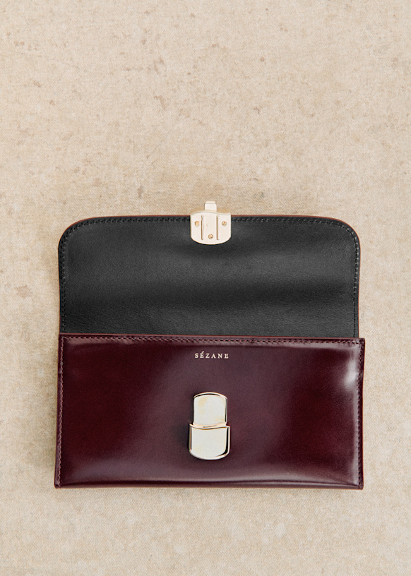 Milo Large Wallet - Glossy Burgundy - Bovine leather - Sézane