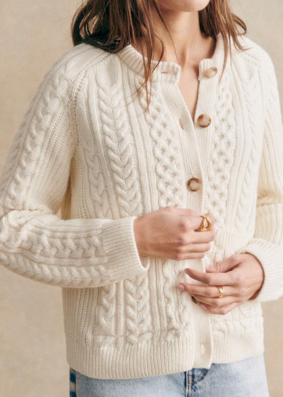 Tiphaine Cardigan - Ecru - 0rganic cotton - textile made from organic ...