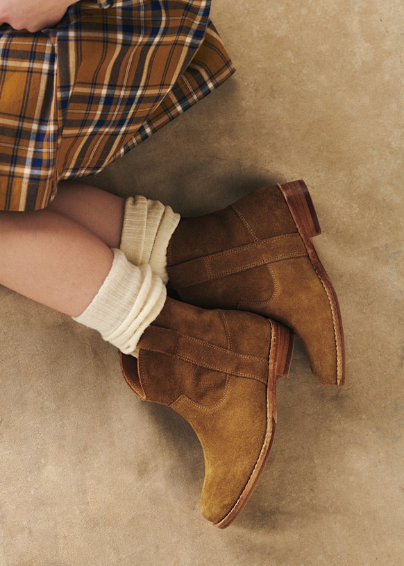 Jane Boots - Caramel - Split cowhide leather - Sézane