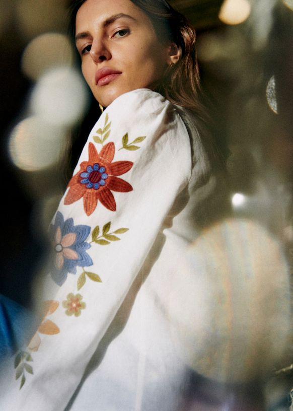 Sharleen Blouse - Gardenia Print - Linen - Octobre Éditions