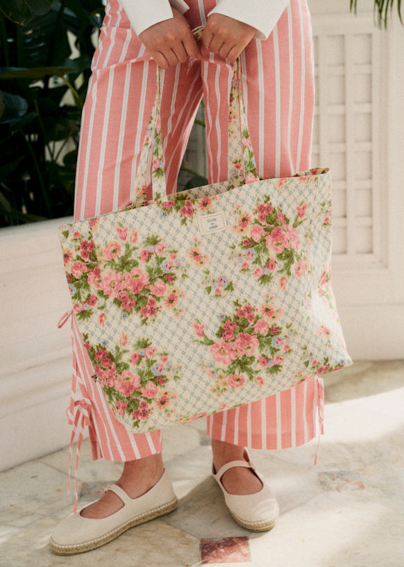 Sézane x Andión Tote bag - Pink flowers - Recycled cotton - Sézane