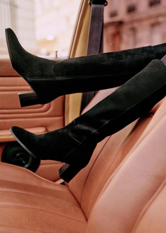 Adèle Boots - Black - Split cowhide leather - Sézane