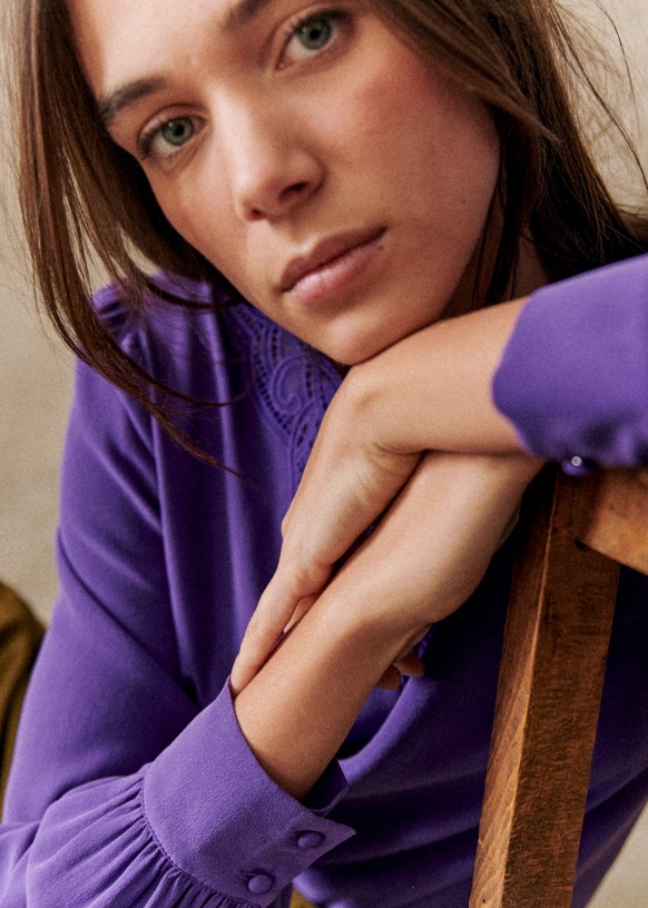 Carlotta Blouse - Violet Foncé - Silk - Octobre Éditions