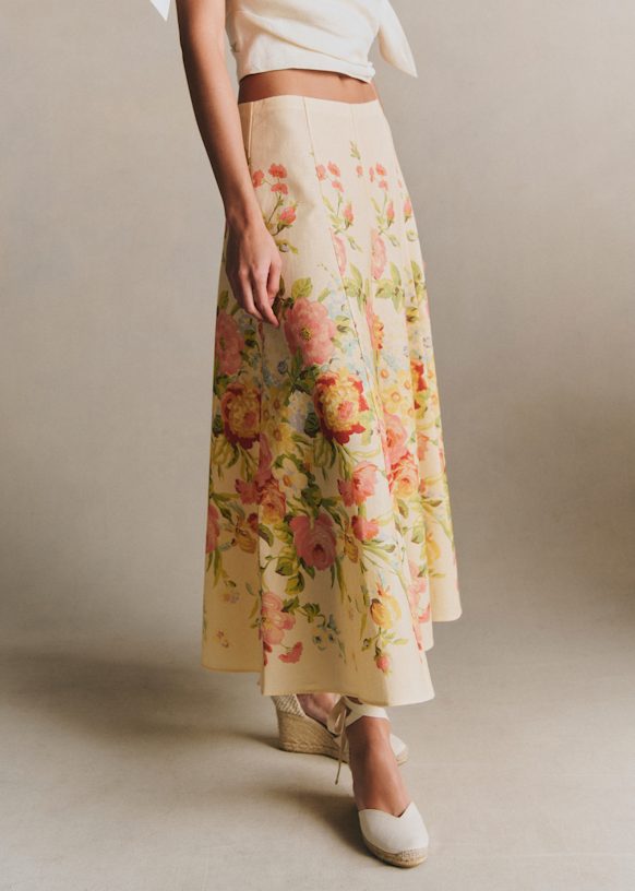 Soelle Skirt - Riola Print - Linen - Sézane