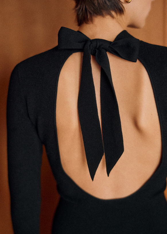 Houna Dress - Black - Merino Wool - Sézane