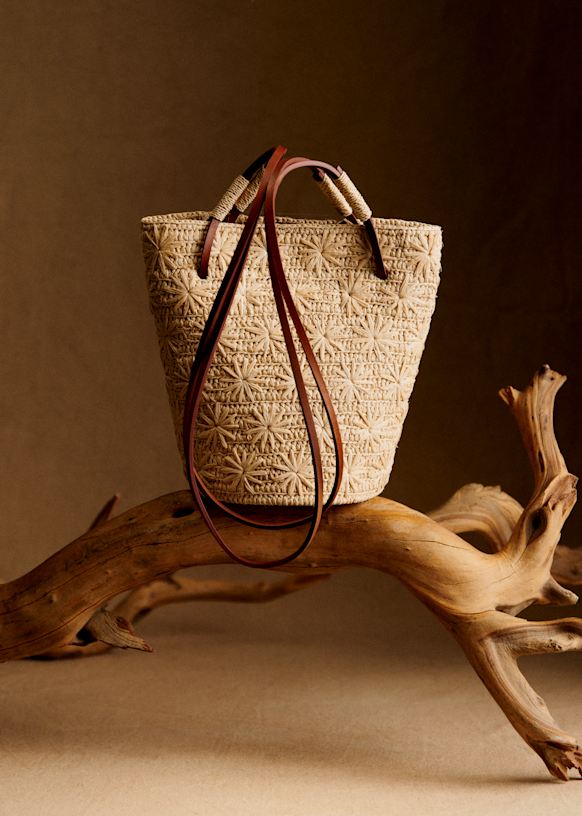 Rosie Basket - Natural Raffia Embroidery - Raffia - Sézane