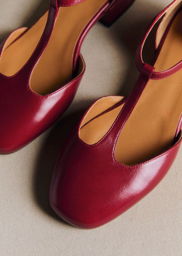 Babys Low EULALIE - Glatte Kirsche - Rindsleder - Sézane