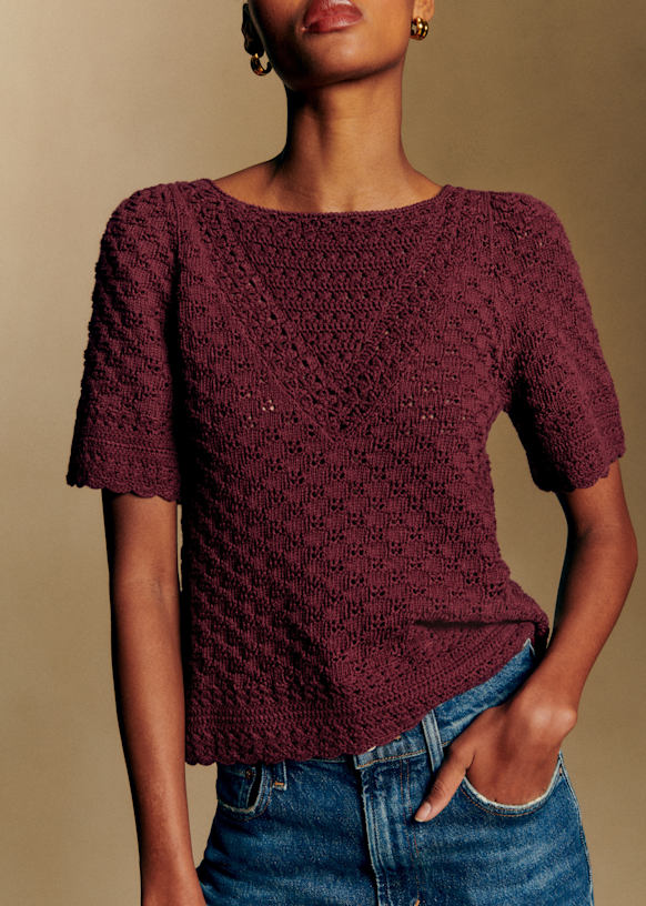 Maille Lalia - Bordeaux - Coton biologique - textile biologique - Sézane