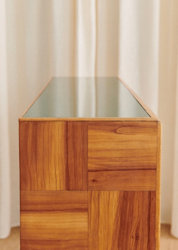Console italienne avec son plateau de verre - Bois - Bois - Sézane