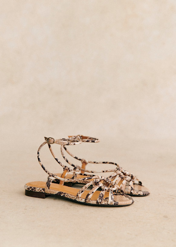 Sandales Low Gloria - Ecru Python - Cuir caprin - Sézane