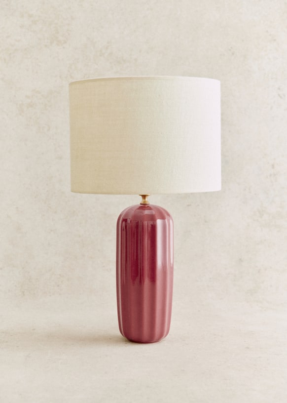 Traviata Lamp large model - Raspberry - Lampshade large model - Ecru ...