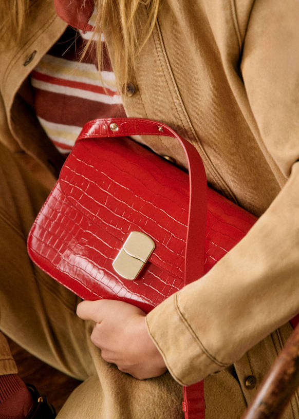 Milo Classic Bag - Glossy Burgundy - Smooth cowhide leather - Sézane