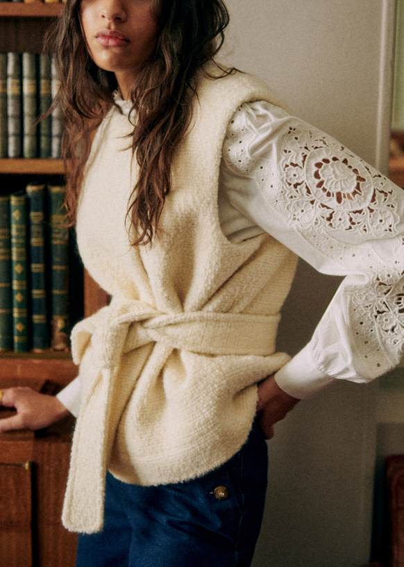 Sebastine Jacket - Black Royal Jacquard - Polyester - Sézane