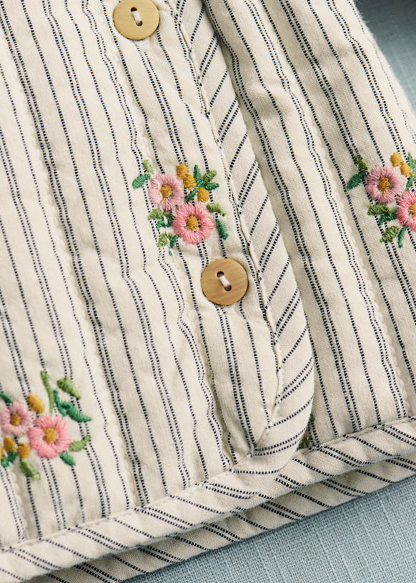 Fanny Jacket - Stripes with Floral Embroidery - Organic cotton ...