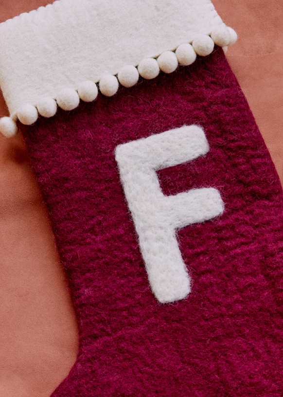 Burgundy Festive stocking - F - Sézane