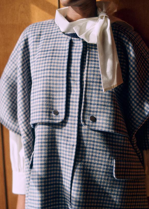 Raul Cape - Sézane x MDLO - Blue Houndstooth - Wool - Sézane