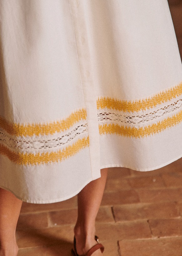Élodie Dress - Ecru Yellow - Organic Cotton - Sézane