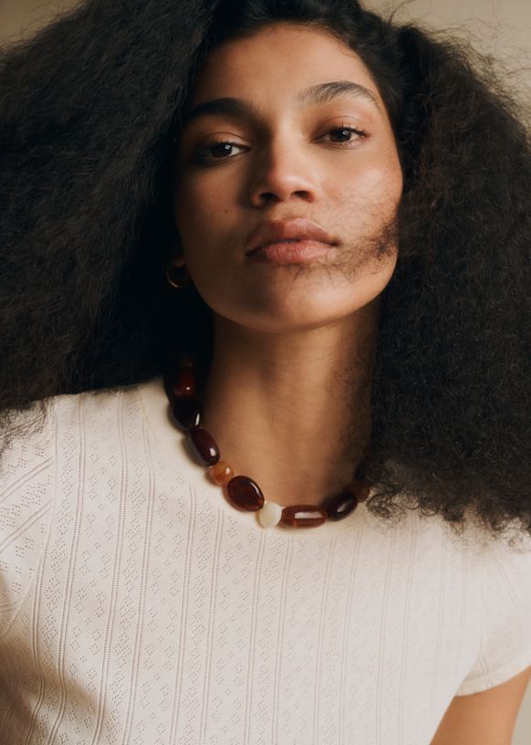 Morgane Necklace - Brown Multi - Resin - Octobre Éditions