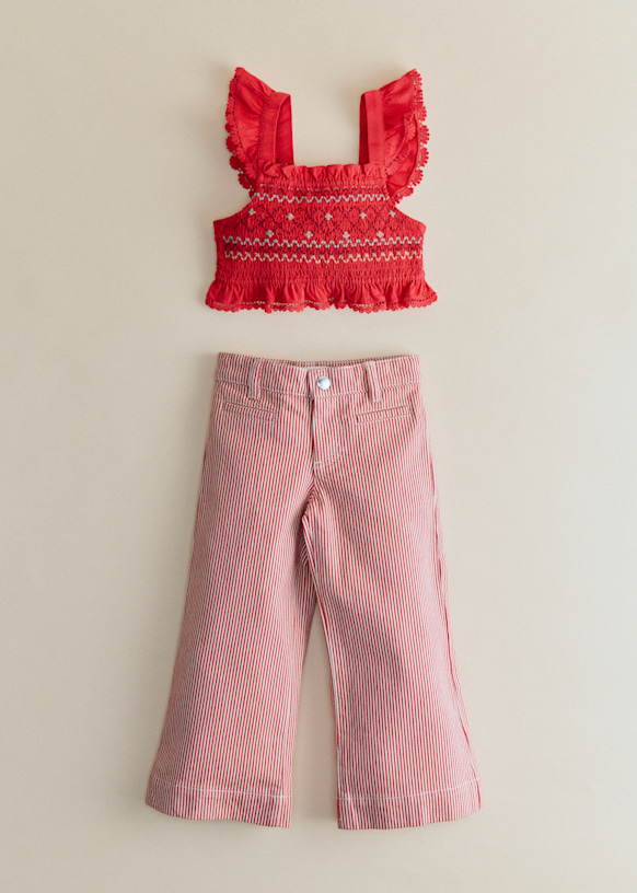 Anton Pantalon - Red with Stripes - Organic cotton - organic textile ...