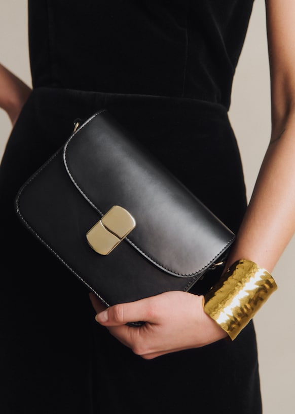 Milo Mini Classic Bag - Glossy Black - Bovine leather - Sézane