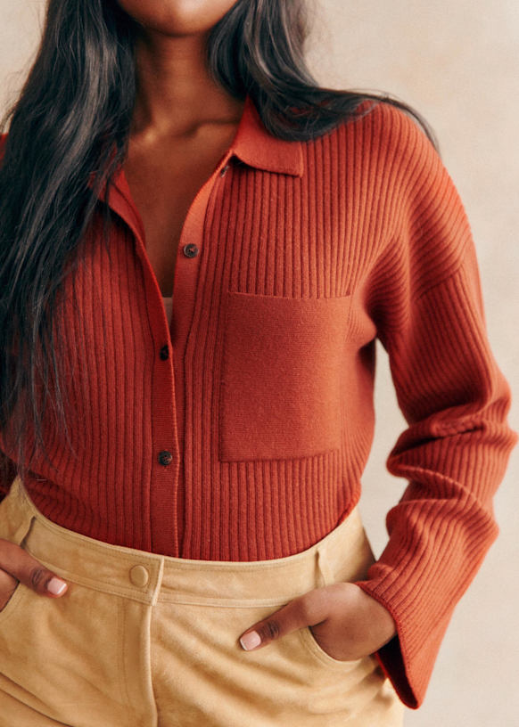 Liya Cardigan - Rust - Merino Wool - Sézane