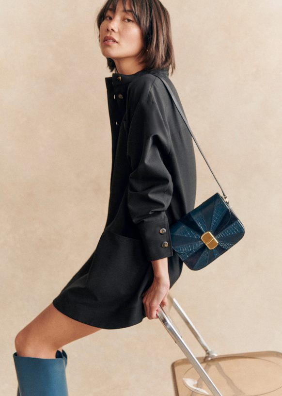 Sac Mini Milo Classique - Noir Patchwork Multi - Cuir bovin - Sézane
