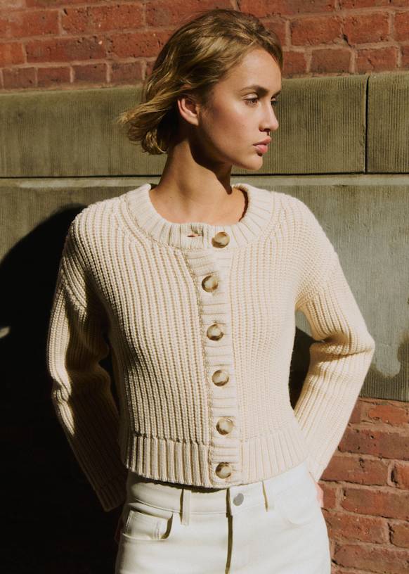 Paolo Cardigan - Cream - Merino Wool - Sézane