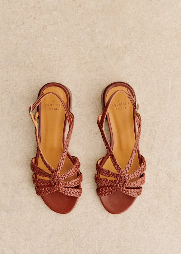 Rosa Low Sandals - Smooth Woven Natural Leather - Smooth cowhide ...