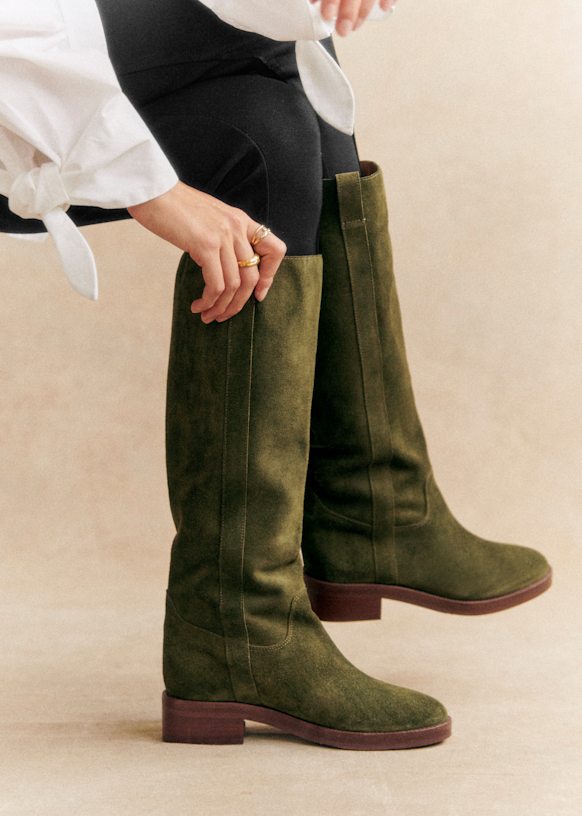 Bridget Low Boots - Sézane x MDLO - Olive Green - Bovine leather - Sézane