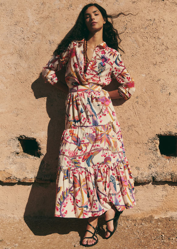 Jupe Sakura - Sézane x Inoui Editions - Imprimé Cerises - Coton ...