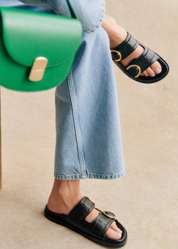 Lenny low mules - Smooth Black - Bovine leather - Sézane