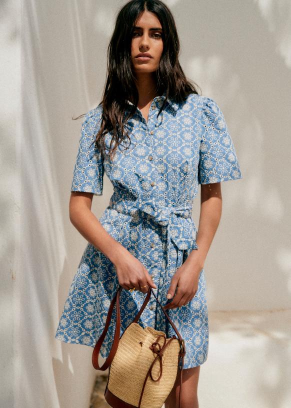 Gemini Dress - Chambray with Ecru Embroidery - 0rganic cotton - textile ...