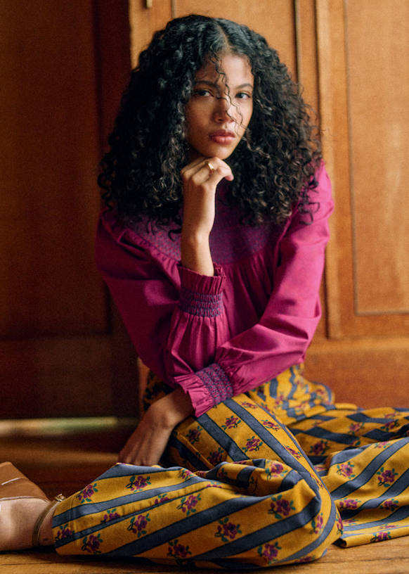 Berta Blouse - Sézane x MDLO - Burgundy - Organic cotton - organic ...