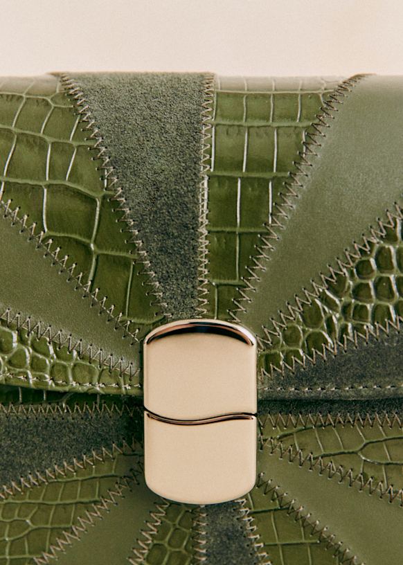 Milo Mini Classic Bag - Khaki patchwork - Bovine leather - Octobre Éditions