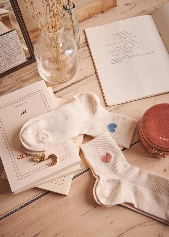 Heart Socks - Red - Organic Cotton - Sézane