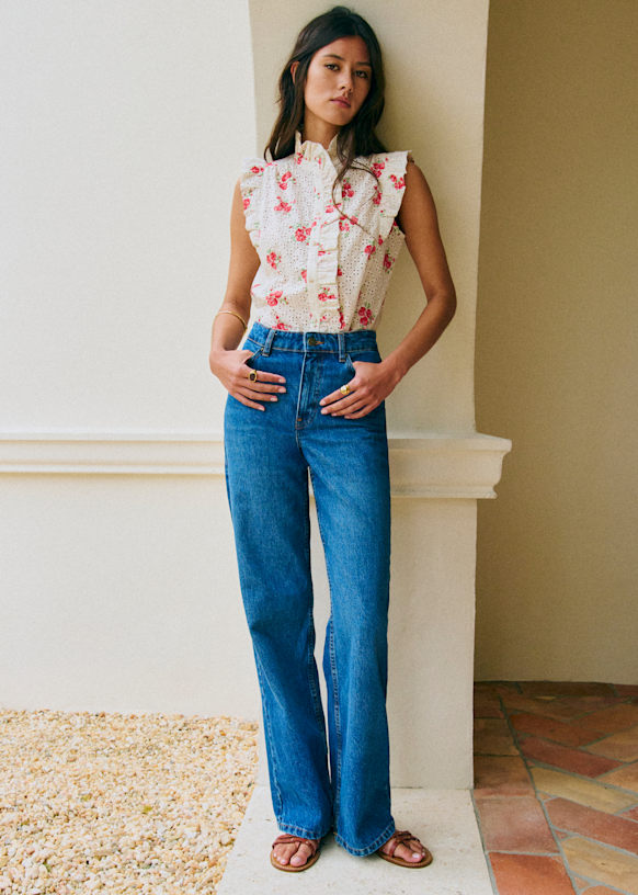 Blouse Caro - Print Rosa Coraal - Katoen - Sézane
