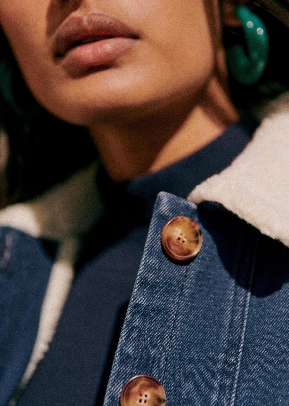 Will Jacket - Indigo Faux Sheepskin Collar - Organic Cotton - Octobre ...