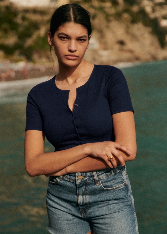 Nicolas T-Shirt - Bright peach - Organic cotton - organic textile - Sézane