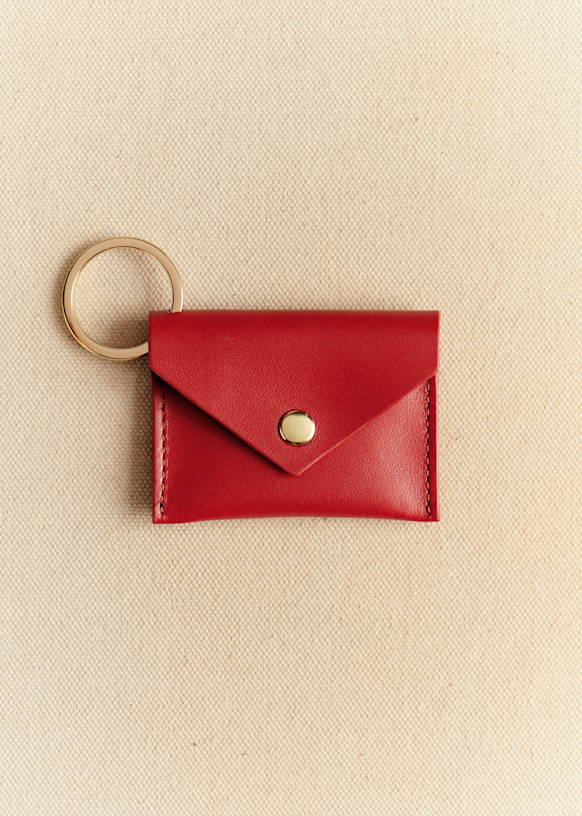 Envelope Keychain - Passion Red - Leather - Sézane