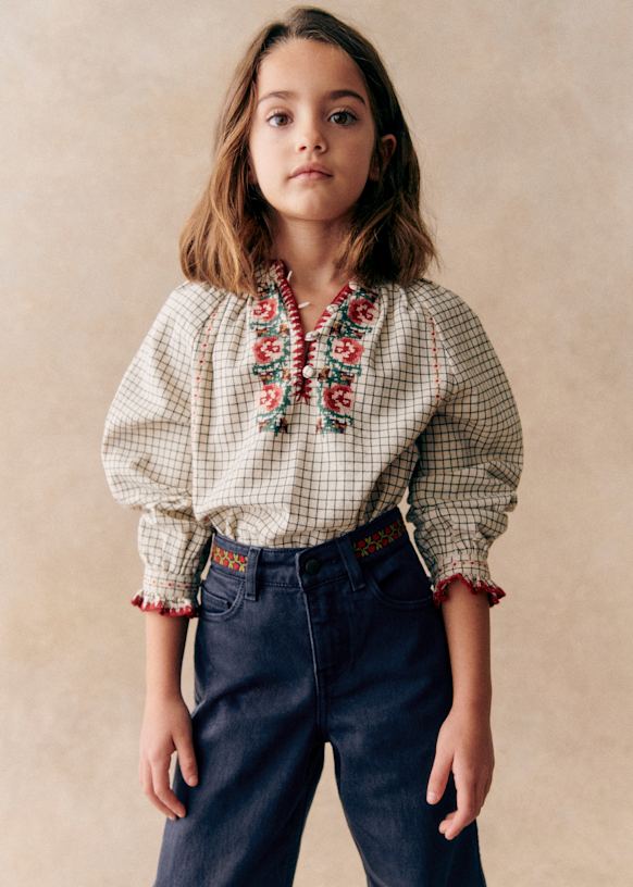 Le Crop - Petit Sézane x Lucia Vergara - Jazmin ネイビーバックグラウンド - オーガニック ...