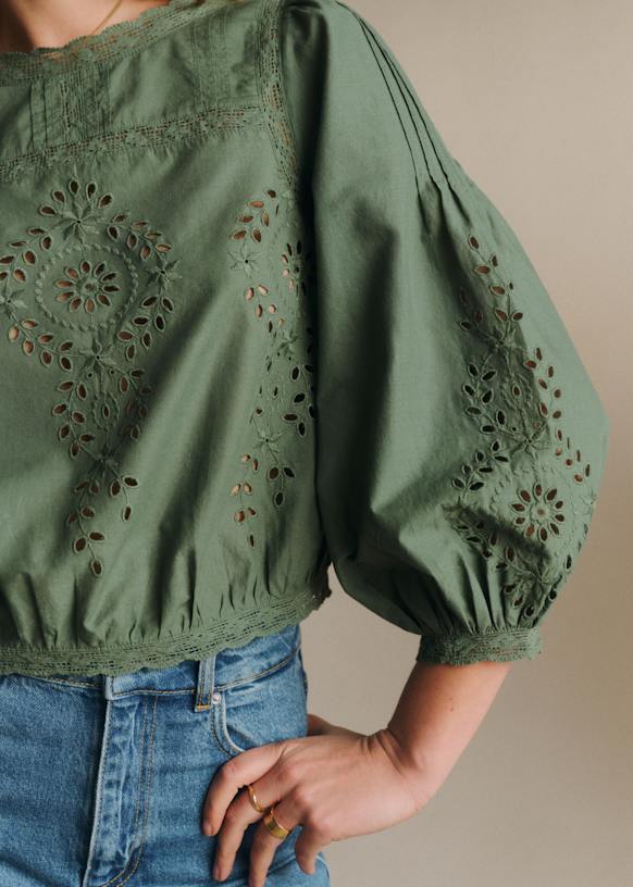 Bluse Enea - Schwarz - Bio-Baumwolle - Octobre Éditions