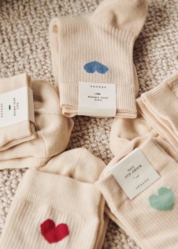 Heart Socks - Vintage Blue - Organic Cotton - Sézane