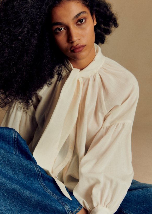 Tazia Shirt - Ecru, Green, Red Checks - Organic cotton - organic ...