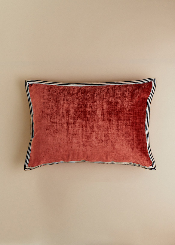 Textured Velvet Cushion - Large model - Sienna - Polyester - Sézane