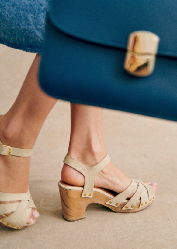 Isabelle Clogs - Sandstone - Split cowhide leather - Sézane