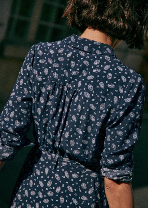 Robe Lauretta - Bandana Bleu - Viscose - Octobre Éditions