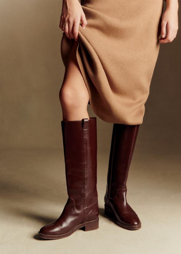 Bridget Knee Boots - Glossy Chocolate - Bovine leather - Sézane