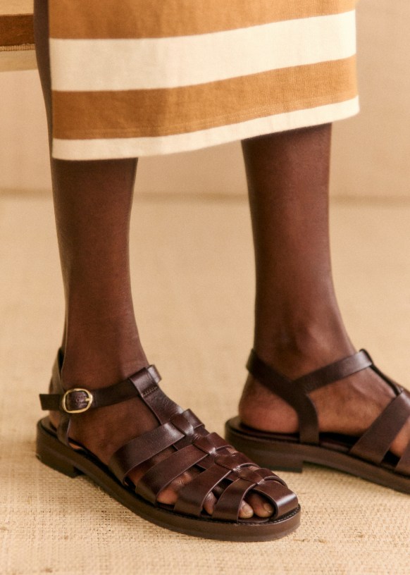 Constance Low Sandals - Brown - Bovine leather - Octobre Éditions
