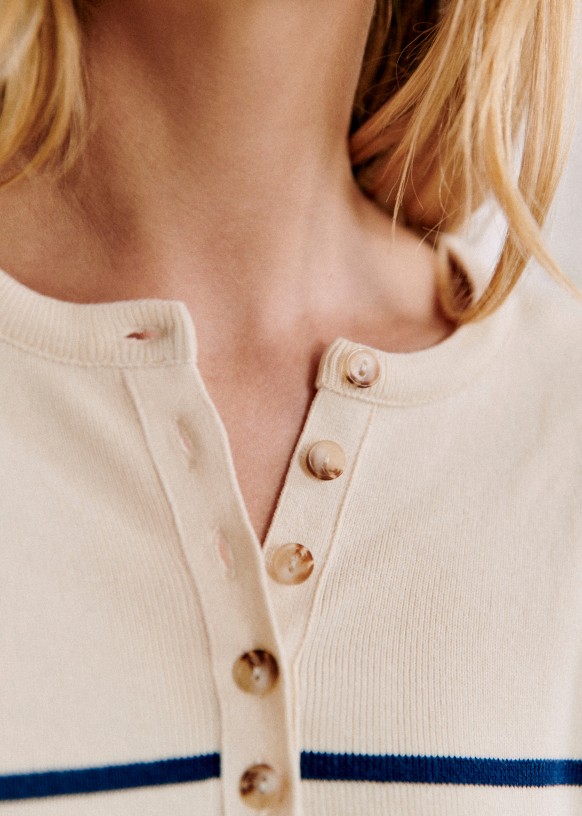 Alexis Sweater - Natural / Navy - Organic Cotton - Octobre Éditions