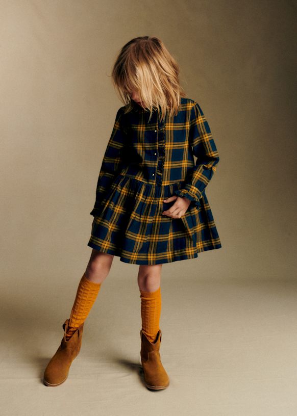 Romy Dress - Midnight Blue Checks - Organic cotton - organic textile ...